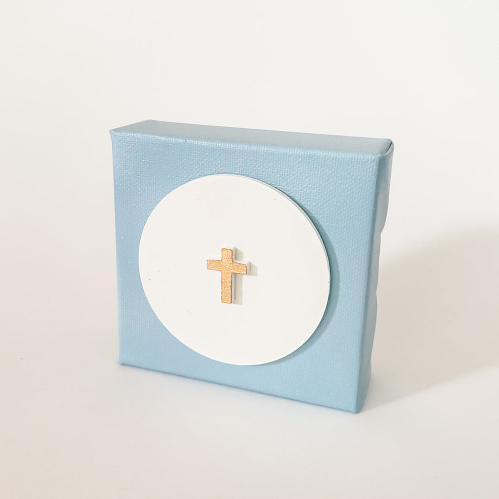 Tiny Cross Intaglio | Blue – Fig