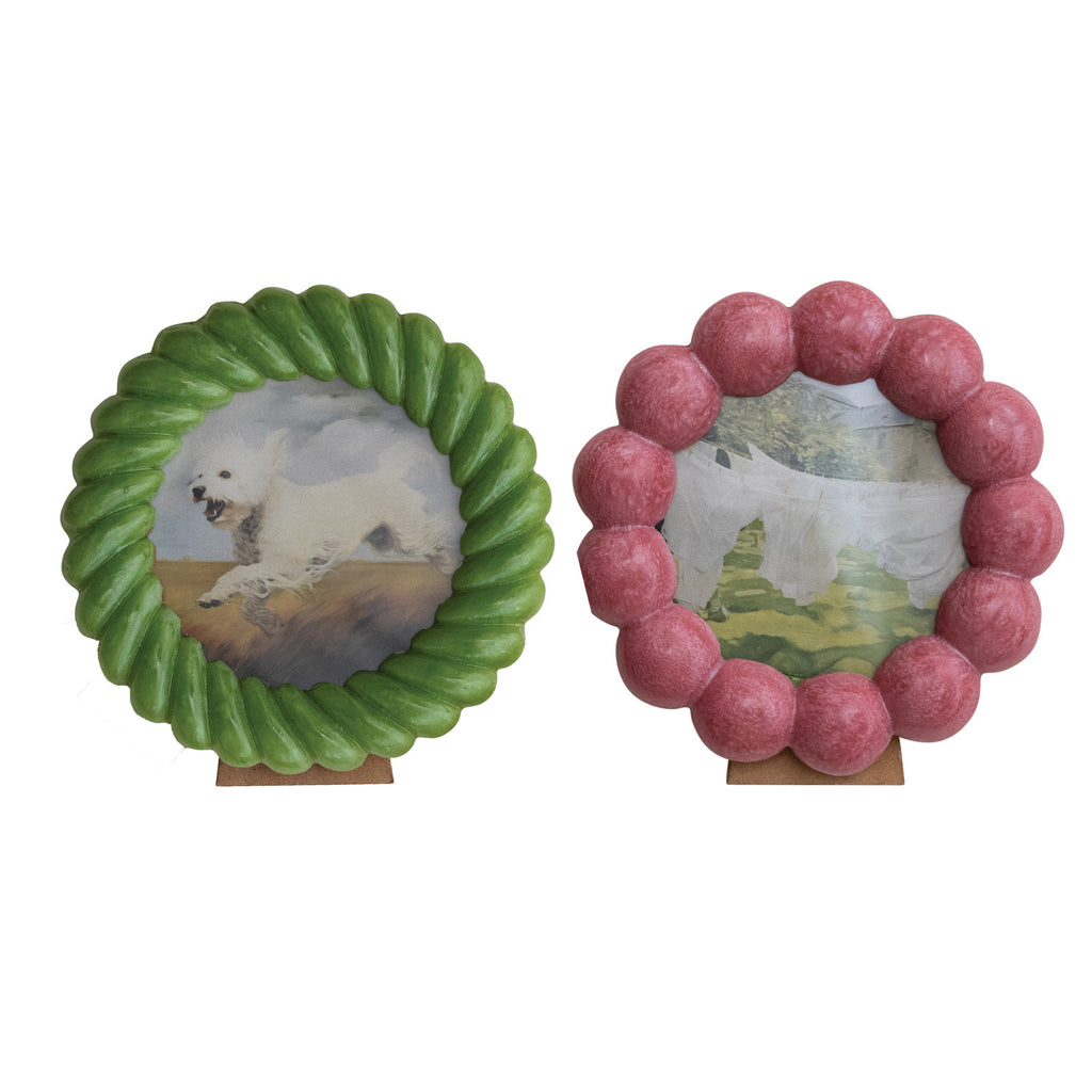 Resin Ball/Twisted Photo Frame, 2 Styles (Holds 4" x 4" Photo) – Fig