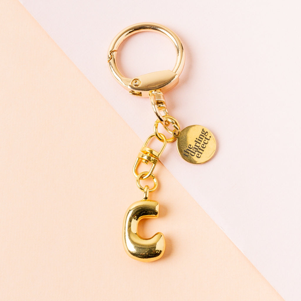 Gold Bubble Letter Keychain | C – Fig