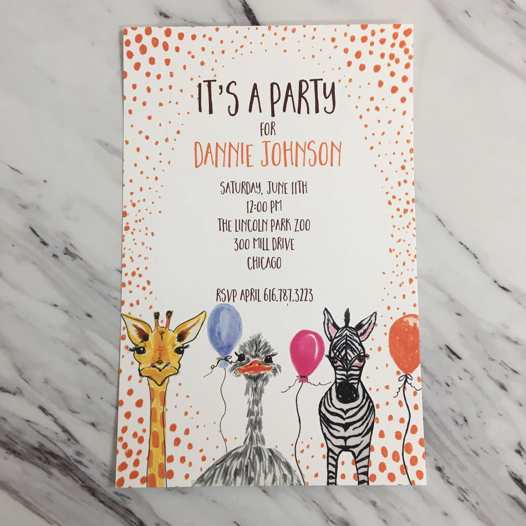 Spotty Party Animals Invitation – Fig